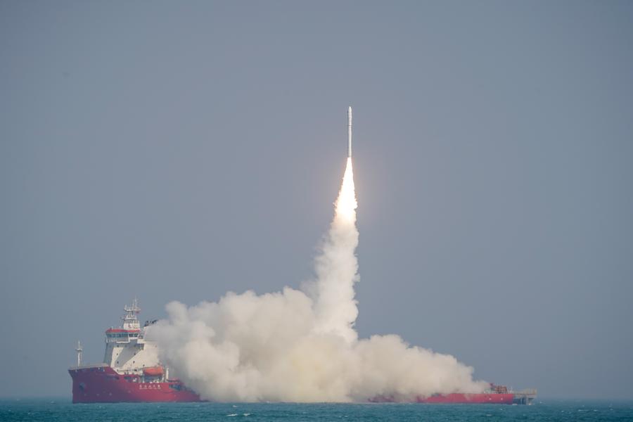[PHOTOS] China's CERES-1 rocket launches new satellites from sea