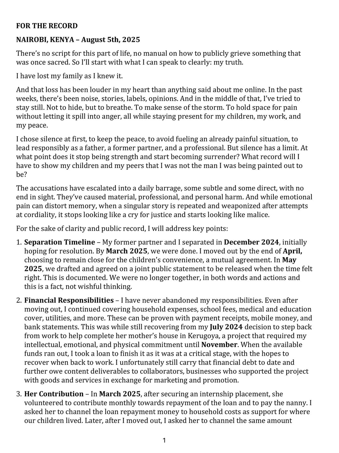 Daddie Marto Sets The Record Straight on Divorce with Partner Koku ...